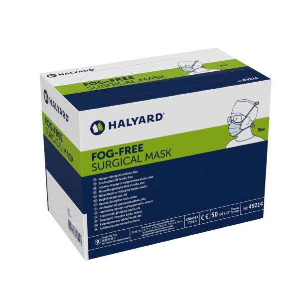Halyard Fog-Free Blue Level 2 Surgical Mask 50/Box