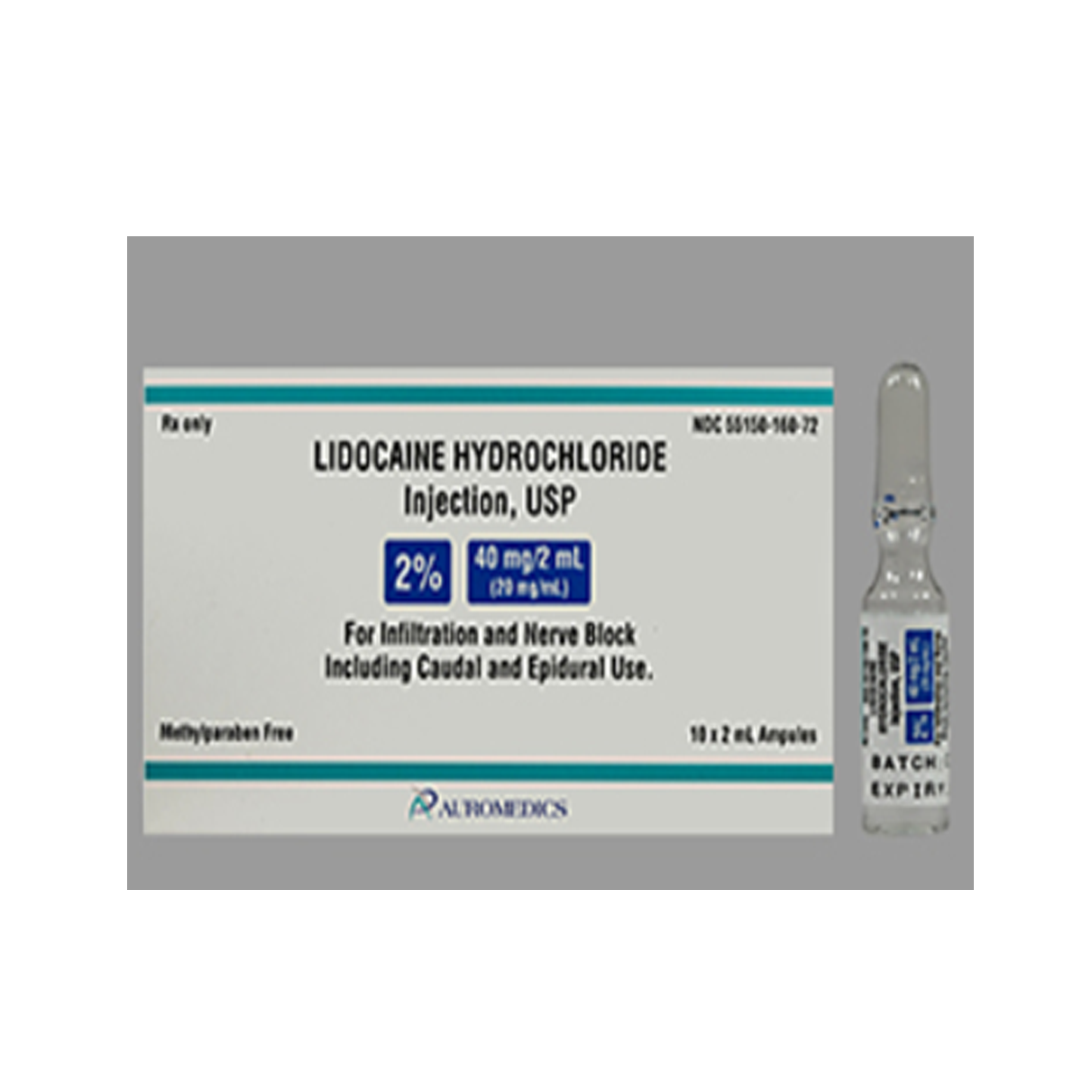 Lidocaine HCL 2% Ampules 2mL (Auromedics)10/Box