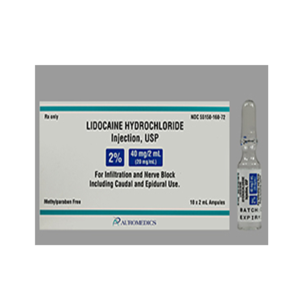 Lidocaine HCL 2% Ampules 2mL (Auromedics)10/Box