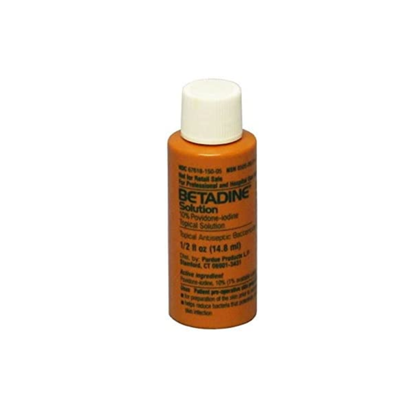 Betadine 10% Povidone Iodine Solution, 0.5oz Bottle