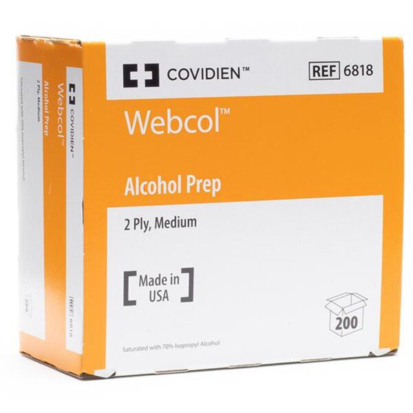 Covidien Webcol Medium Sterile Alcohol Prep Pads 200/Box