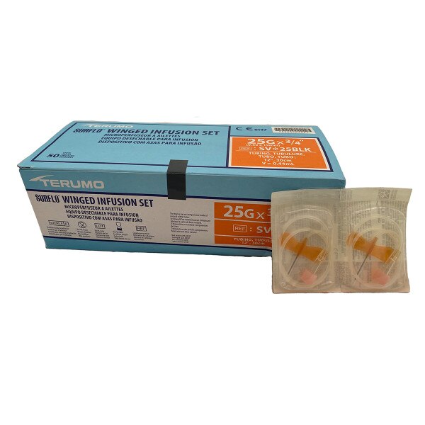 Terumo Surflo Infusion Set, 25G x 3/4", 12" Tubing Without Port. 50/Box