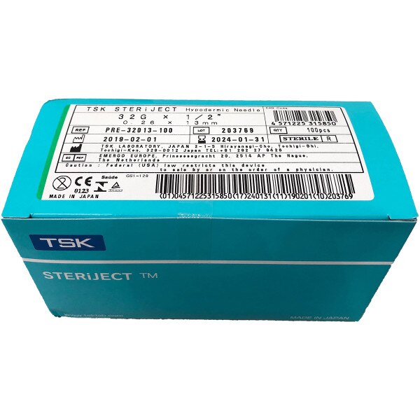 32g x 1/2" STERiJECT Hypodermic Needle TSK SteriJect Without Safety 100/Box